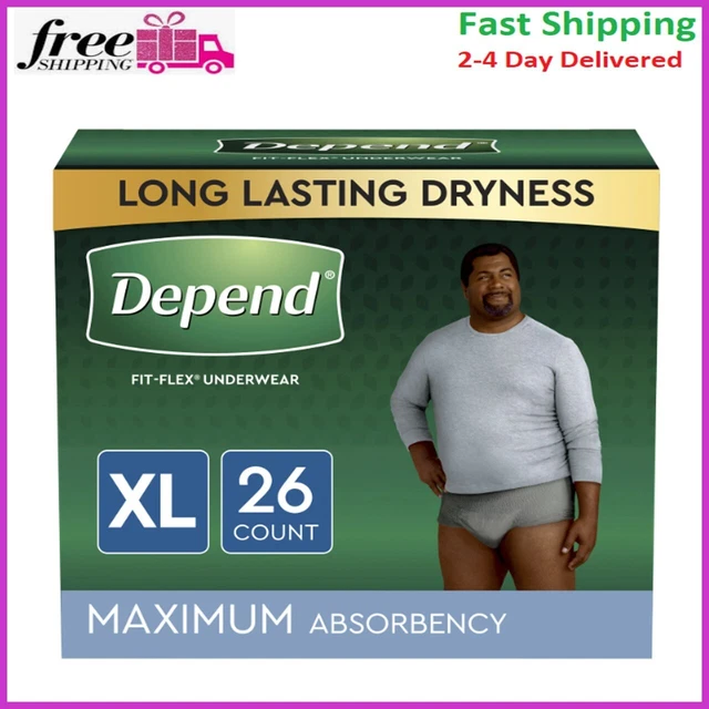 DEPEND FIT-FLEX INCONTINENCE Underwear for Men, Maximum Absorbency, XL ...