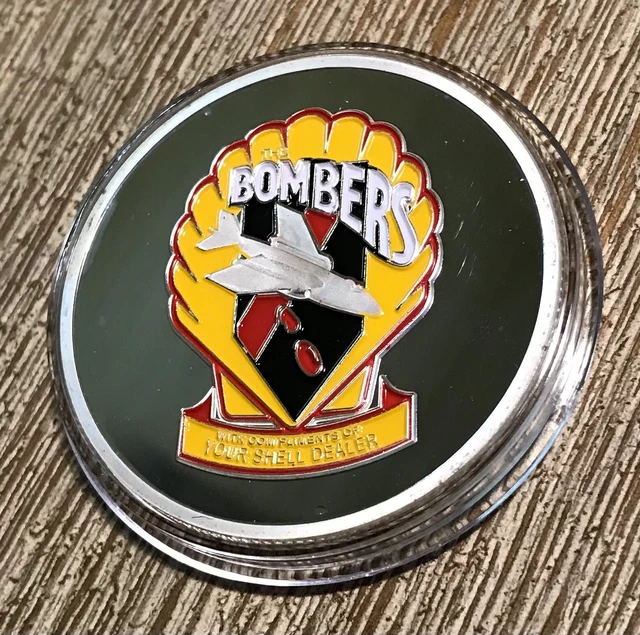 ESSENDON BOMBERS AFL Medallion Shell Gasoline Esso Coin Silver Plated ...