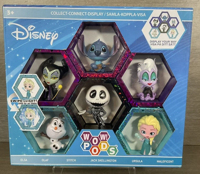 DISNEY WOW PODS 6 Figures Elsa Olaf Stitch Jack Ursula Light Up Display ...