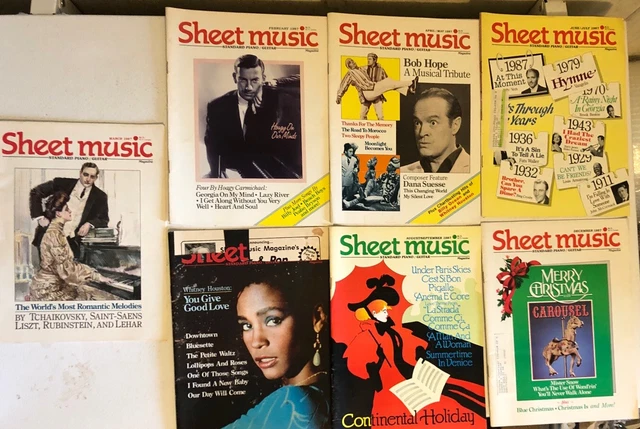 SHEET MUSIC MAGAZINE LOT of 7 1987 Vintage Piano Guitar Whitney Houston ...