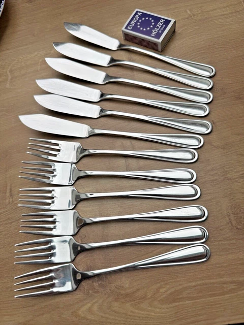 WMF KOBLENZ FISCHBESTECK 6 Personen 12tlg. Servier-Buffet Cromargan EUR ...