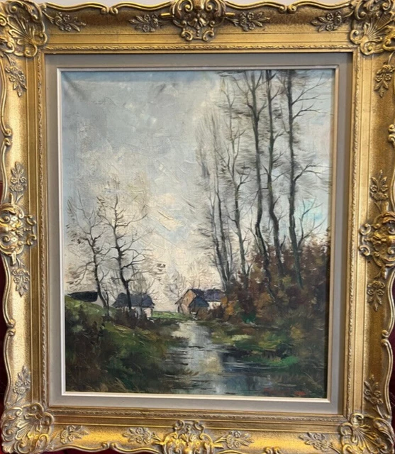 SUPERBE TABLEAU HUILE sur toile, ancien , signé , cadre Montparnasse, paysage EUR 102,00 ...