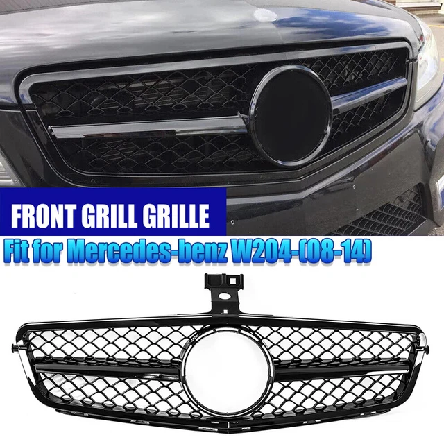 FRONT RADIATOR GRILLE Grill Gloss Black For Mercedes C-Class W204 C204 ...