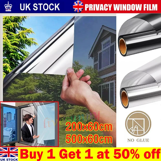 ONE WAY MIRROR Window Film Privacy Reflective Solar Tint Foil Glass ...
