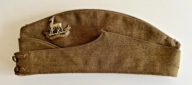 WW2 BRITISH ARMY Side Cap Complete + Original Badge Warwickshire Regt ...