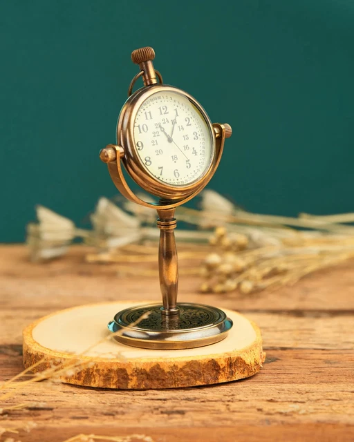 DESKTOP BRASS CLOCK Corporate Christmas Gift Tabletop Clock Home/Office ...