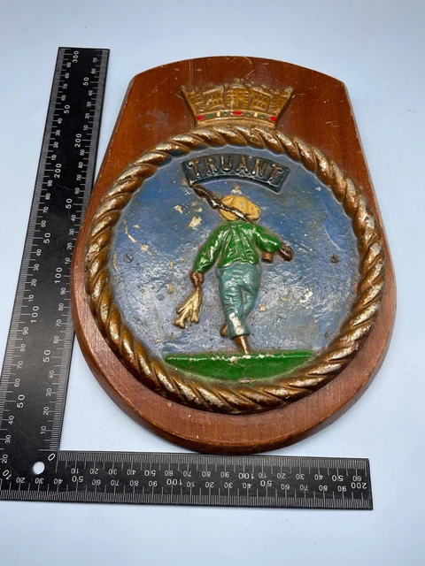 ORIGINAL BRITISH ROYAL Navy Ship / Submarine Plaque HMS Truant £20.00 ...