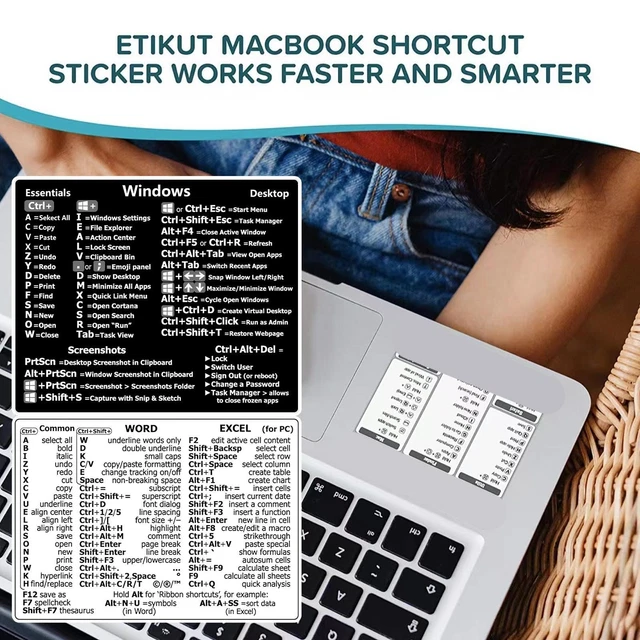 FOR PC LAPTOP Windows PC Reference Shortcut Keyboard Adhesive Sticker £ ...