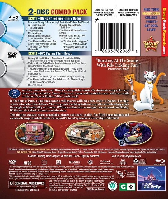 THE ARISTOCATS (TWO-DISC Blu-ray/DVD Special Edition in Blu-ray Packag ...