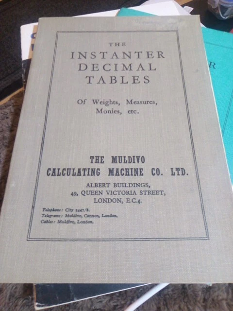 INSTANTER DECIMAL TABLE Muldivo Calculating Machine Instructions £5.00 ...