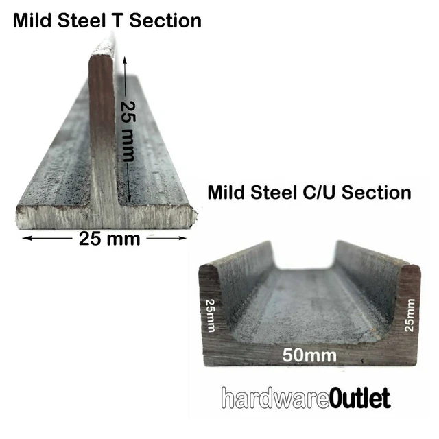 MILD STEEL T SECTION & Mild Steel C CHANNEL U Section Bandsaw Cut £6.25 ...