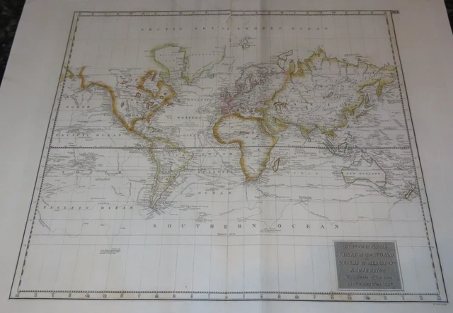 1817 HYDROGRAPHICAL CHART Of The World On Mercators Projection By ...