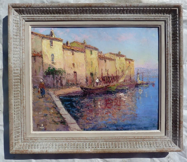 DOMINIQUE MANAGO TABLEAU huile sur Toile, Marine, Les Martigues EUR 179,00 - PicClick FR