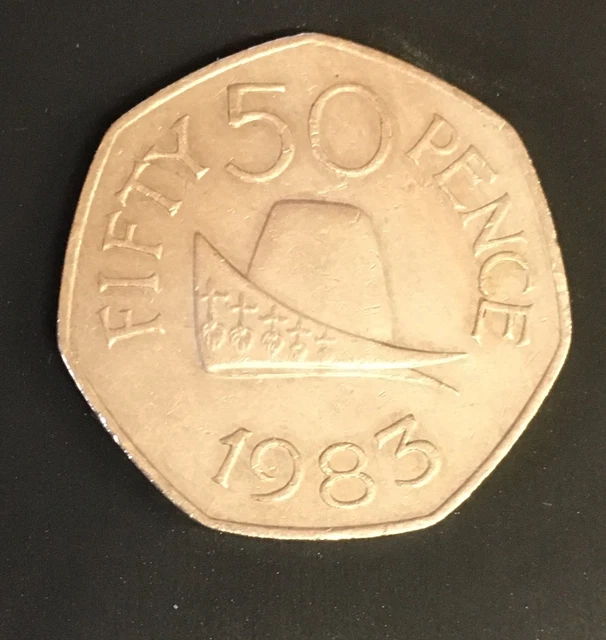 1983 GUERNSEY DUCAL Cap- Duke Of Normandy 50P Fifty Pence Very Good ...