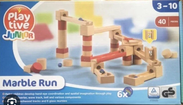 PLAYTIVE JUNIOR WOODEN Marble Run EYFS Montessori Fab Set! £16.99 ...