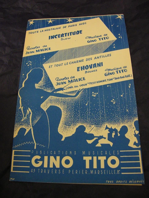 PARTITURA INCERTITUDINE EHOVANI Di Gino Tito Slow Bounce 1957 EUR 13,47 - PicClick IT