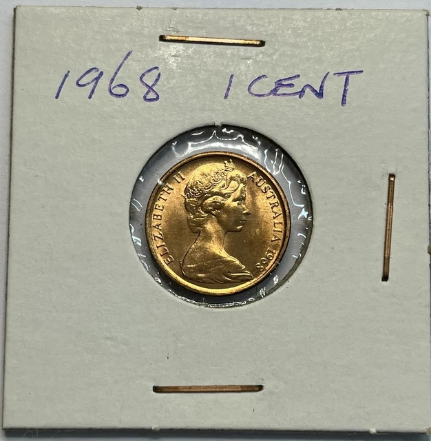 1968 1 ONE Cent Coin - UNCIRCULATED in 2x2 - RARE Date Australian ...