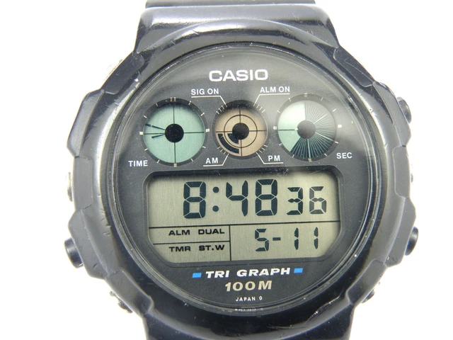 OROLOGIO DIGITALE UOMO Vintage CASIO Tri-Graph TGW-100 - 100m EUR 173 ...