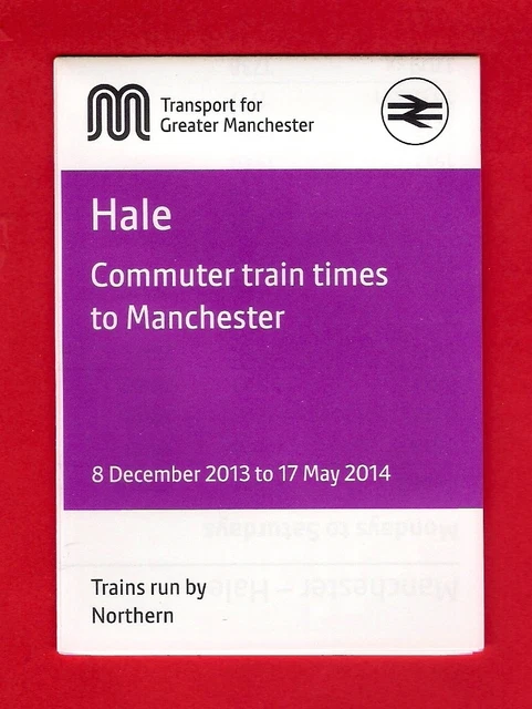 POCKET TIMETABLE - TfGM - Hale to Manchester - Northern Trains: Dec ...