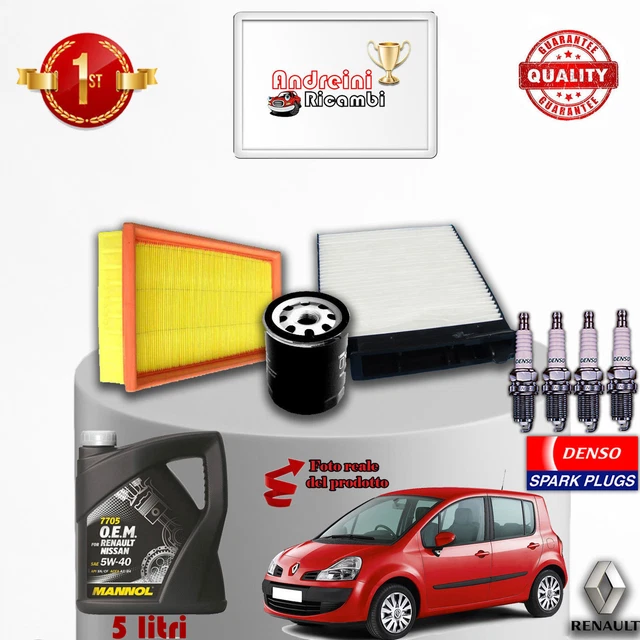 KIT INSPECCIÓN FILTROS Aceite Bujías Renault Modus 1.6 16V 65KW De 2008 ...