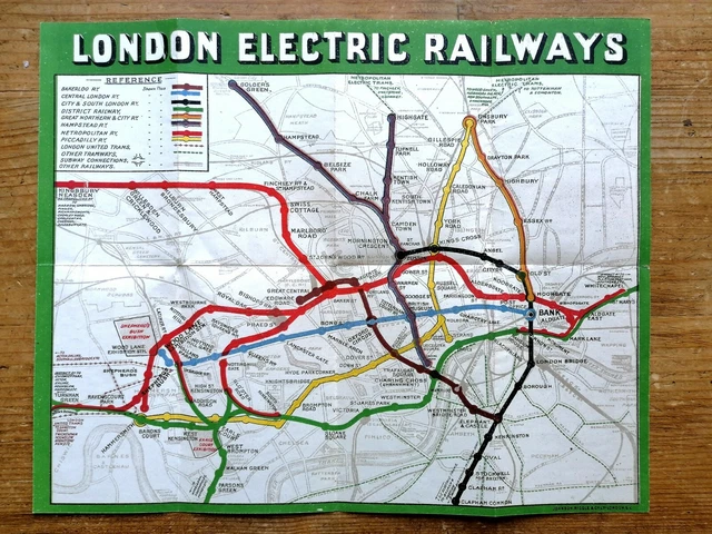 ORIGINAL 1908 LONDON Electric Railway Map (Underground) - Central ...