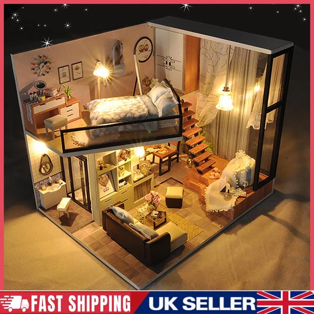 DOLLHOUSE KIT HOUSE DIY Miniature Room Toy Model Building Gifts £27.73 ...