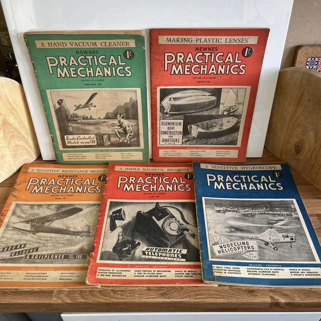 VINTAGE PRACTICAL MECHANICS Magazines Feb-March-April-June-July- 1951 £ ...