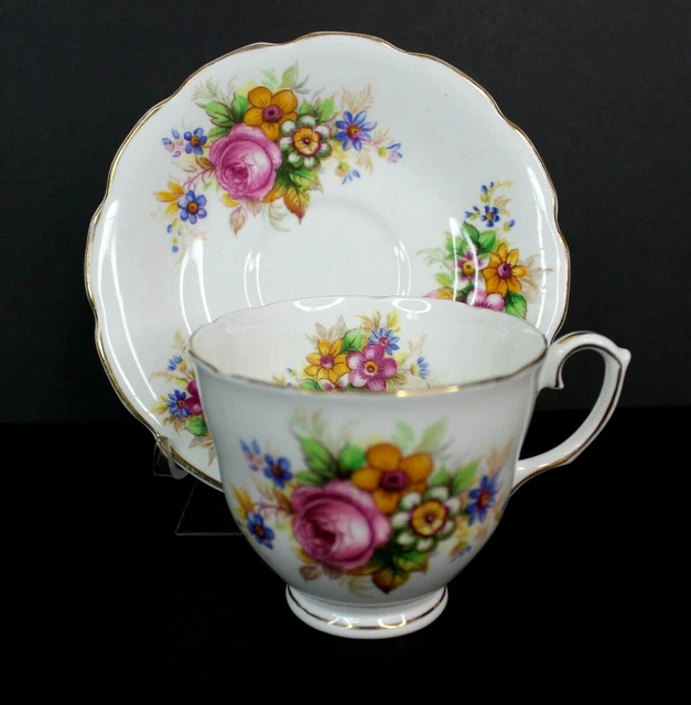 VINTAGE ROYAL STUART Spencer Stevenson Bone China Pink Rose Teacup and ...