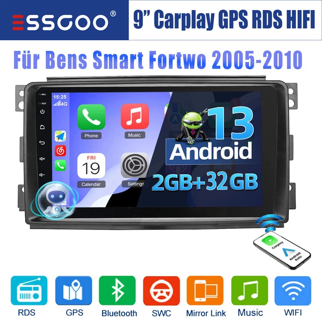 PER SMART FORTWO 451 2005-2010 2+32GB Carplay Android 13 autoradio GPS NAVI HIFI EUR 143,52 ...
