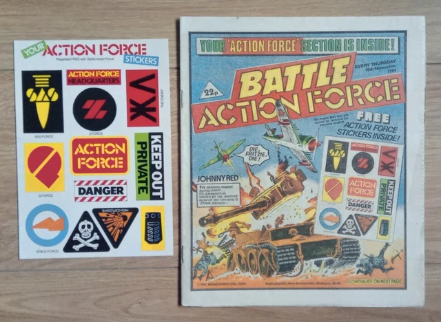 BATTLE ACTION FORCE COMIC WITH FREE GIFT STICKER SHEET 10th NOVEMBER ...