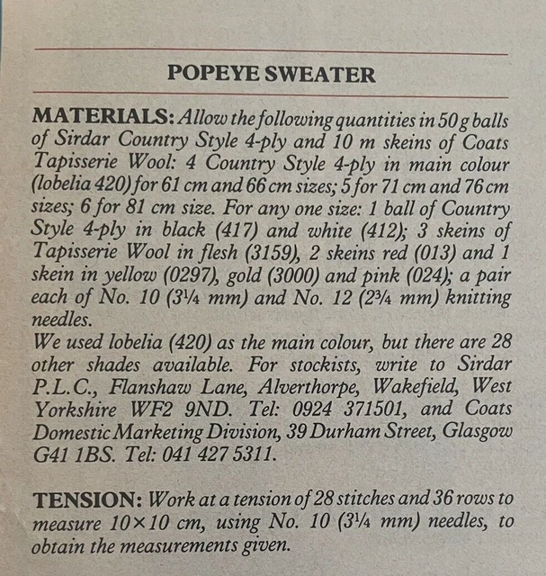 KNITTING PATTERN POPEYE Betty Boop Fireman Sam cartoon character ...