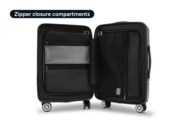20 INCH BUILT-IN TSA lock Black Suitcase Luggage Travel Bag Cabin Carry ...