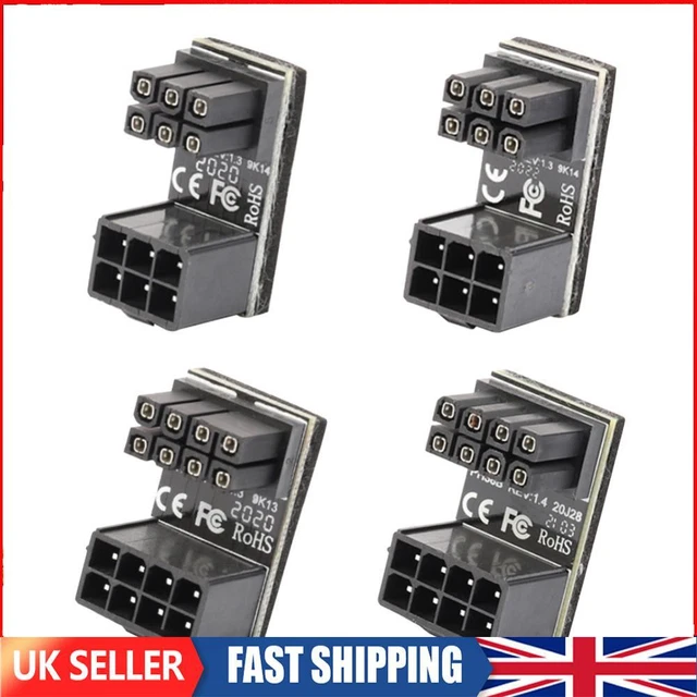 ATX 6 PIN 8 Pin Female to Male 180 Degree Angled Graphics Card Power ...
