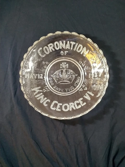 KING GEORGE VI Glass Coronation Commemorative Glass Plate May 1937 £6. ...