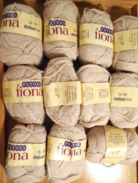 11 X 1OZ Balls CREAM PATONS FIONA SHETLAND LOOK YARN 50% Wool / 50% ...