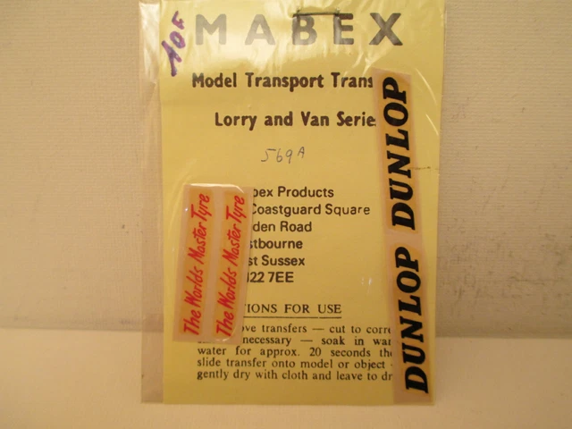RARE MABEX 569A Dunlop Original Decals Decalques Originaux Ho O L@@K ...