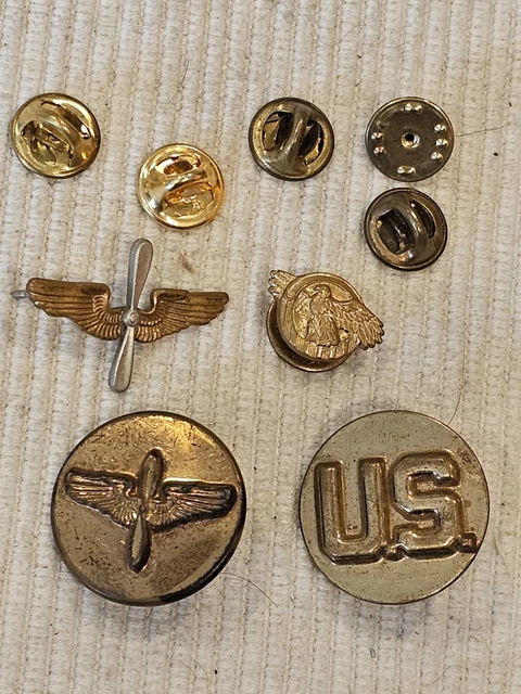 WWII US ARMY AAC Air Corps Officer Collar Pin Insignia Lot L@@K!!! $13. ...
