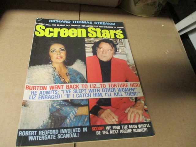 SCREEN STARS MAGAZINE July 1974 Cover: Liz Taylor & Richard Burton F160 ...
