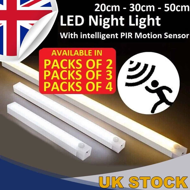 WIRELESS STRIP LIGHT LED PIR Motion Sensor USB Rechargeable Cabinet ...