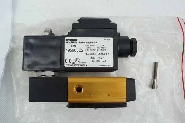 PARKER LUCIFER SOLENOID Valve Explosion-proof 495905C2 341N31 24V 2/5 ...