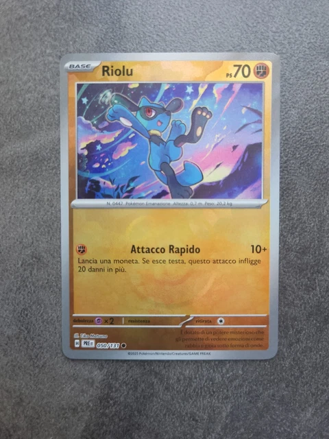 CARTE POKÉMON, EVOLUZIONI Prismatiche, 050/131 Riolu REVERSE MASTERBALL ...