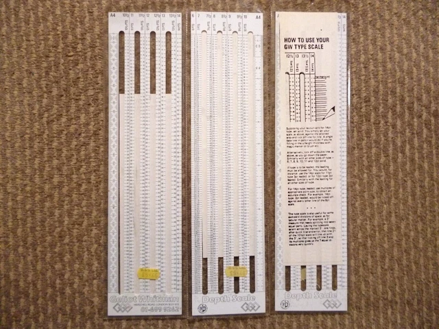 VINTAGE GELIOT WHITMAN Printing Type Depth Pica Scale With Instructions ...