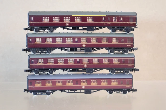 GRAHAM FARISH N GAUGE 4 x BR MAROON MK1 2nd CLASS & COMPOSITE BRAKE ...