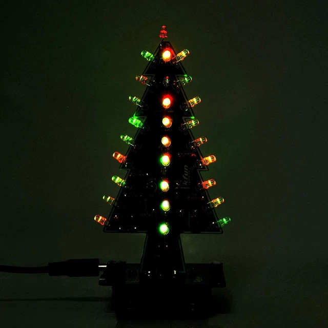 DIY 3D LED Flashing Christmas Tree Circuit Kit Glitter Electronic ...