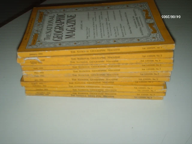 1943 NATIONAL GEOGRAPHIC Magazine - 12 Issues COMPLETE YEAR WITH ALL 3 ...