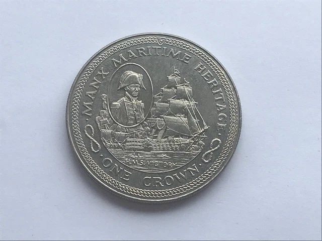 1982 ISLE OF Manx Maritime Heritage Hms Victory 1 One Crown Coin £13.75 ...