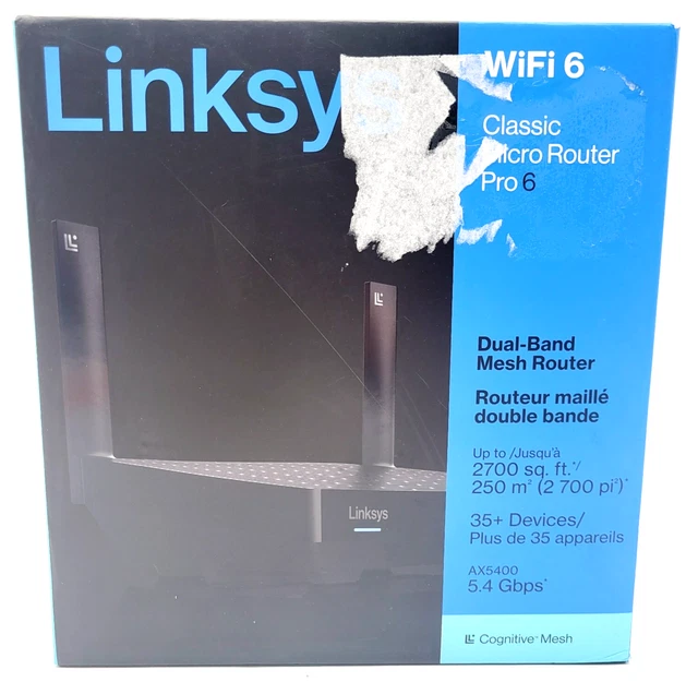 LINKSYS ULTRA FAST WIFI 6 Classic Dual Band Mesh Micro Router Pro 6 ...