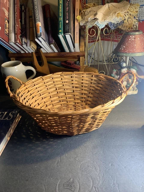 VTG OVAL WICKER Bread Basket~Splint ~Rustic French Country~Farmhouse~14 ...