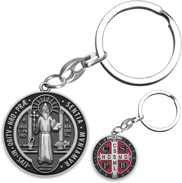 ST BENEDICT MEDAL Key Chain Saint Benedict Keychain Bless Safety ...
