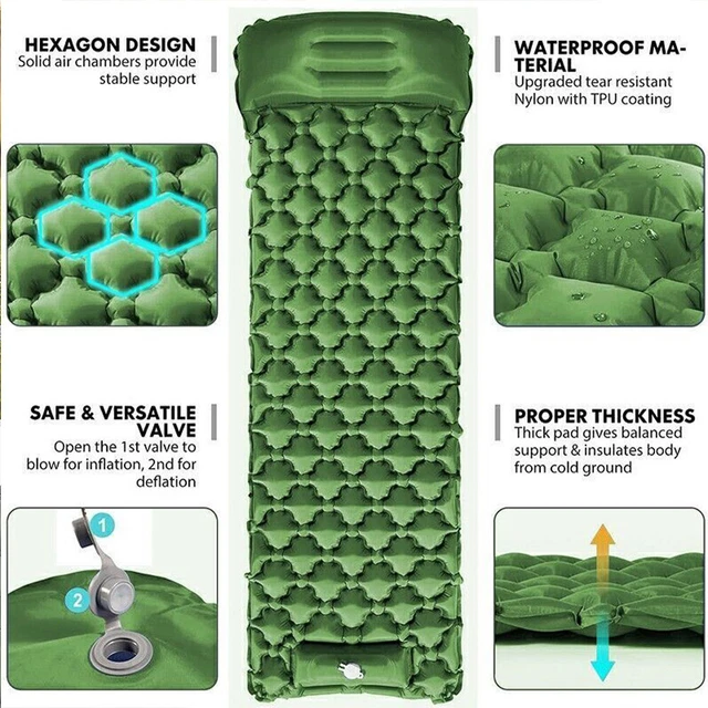 SELF INFLATING MATTRESS Sleeping Mat Air Bed Joinable Single Camping ...